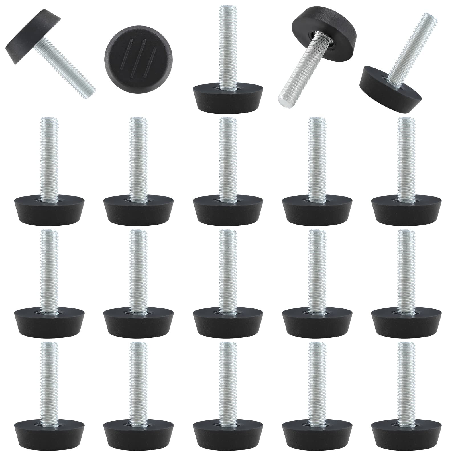30 Pcs 1/4 Screw in Threaded Furniture Adjustable Levelers M6 Leveling ...