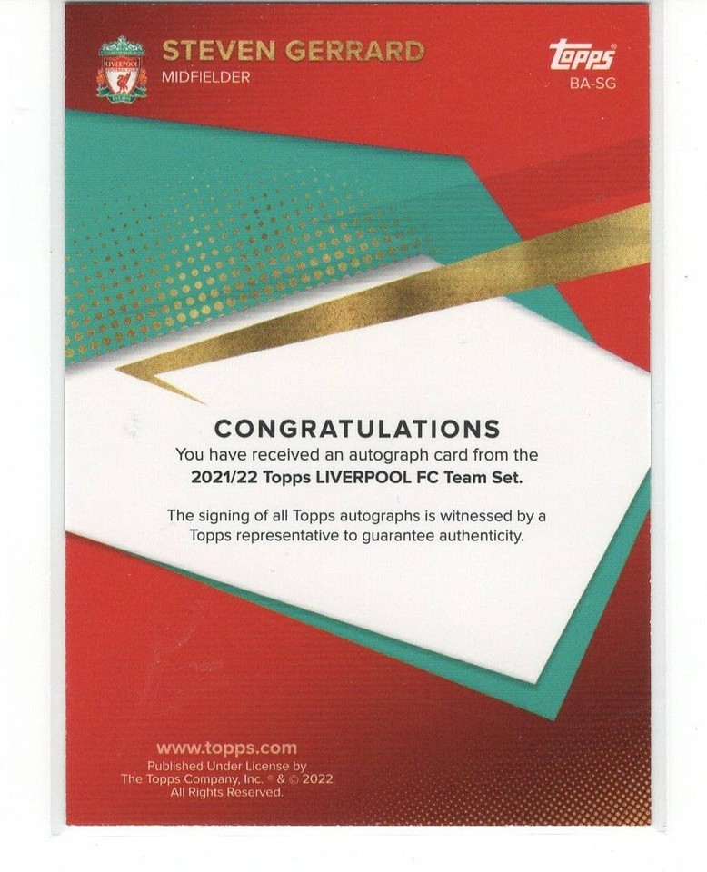 2021-22 Topps Liverpool FC Team Set Steven Gerrard #BA-SG Auto | eBay