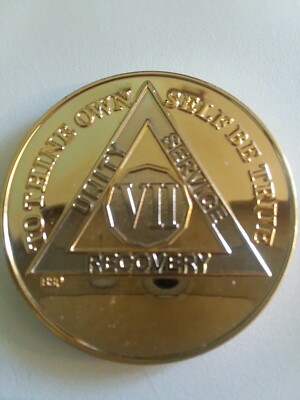 7 YEAR AA GOLD/SILVER Bi-Plated Alcoholics Anonymous CHIP COIN ...