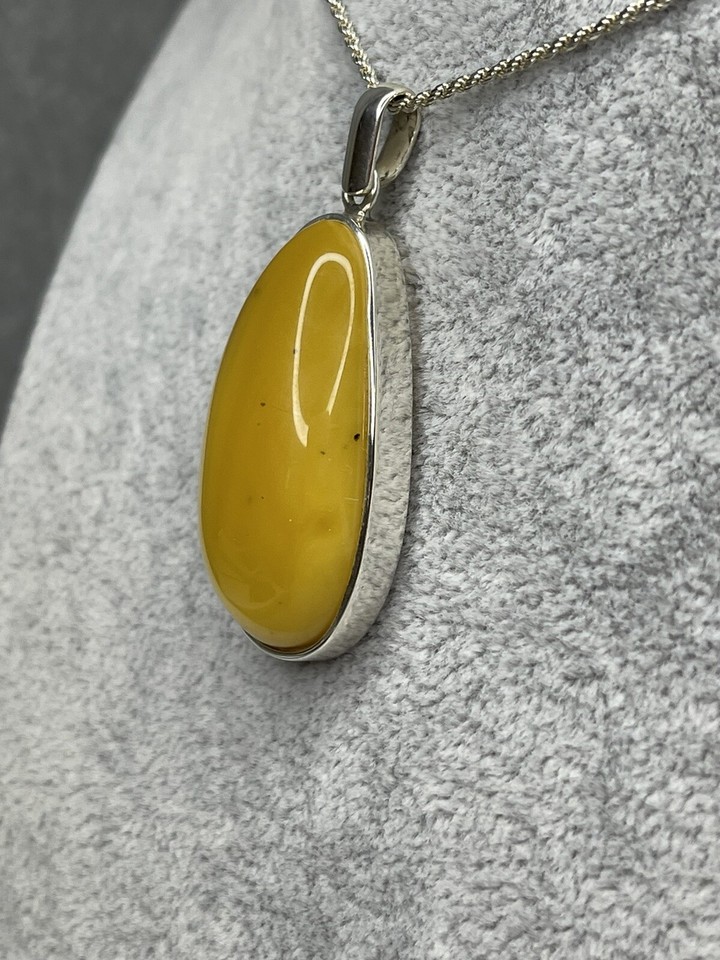 BALTIC AMBER Jewellery. Yellow Amber.Egg Yolk Amber PENDANT with Sterling Silver | eBay