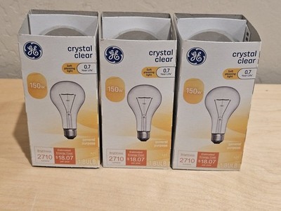 Pack Of 3 GE Crystal Clear Light Bulbs 150W A21 & FREE SHIPPING | eBay