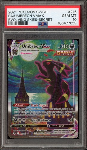 Pokemon Umbreon VMAX Evolving Skies Secret Rare Full Alt Art #215 PSA ...