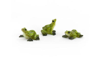Miniature Frogs, Micro Mini Set of 3 Green Resin Frogs, Terrarium Frogs ...
