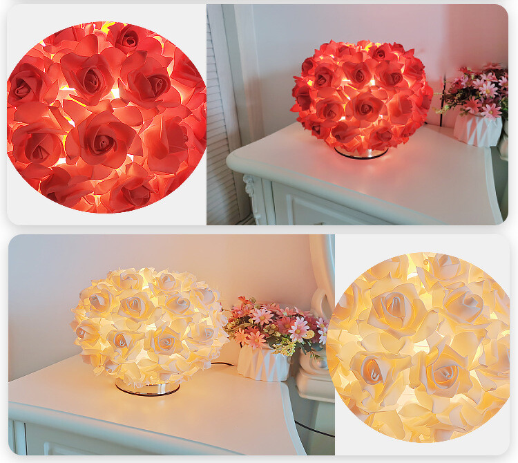 Nordic Rose Table Lamp Girl Gold Plate Wedding Decoration Romantic ...