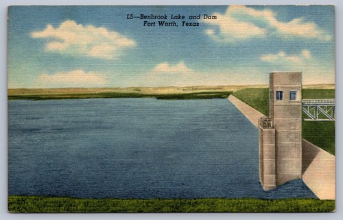 Postcard Fort Worth Texas Benbrook Lake and Dam | eBay