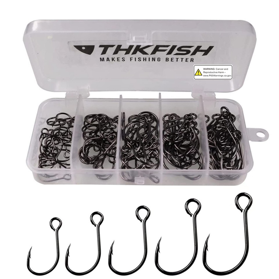 THKFISH 50PCS Box Inline Single Hooks Replacement Fishing Hooks for Lures Baits | eBay