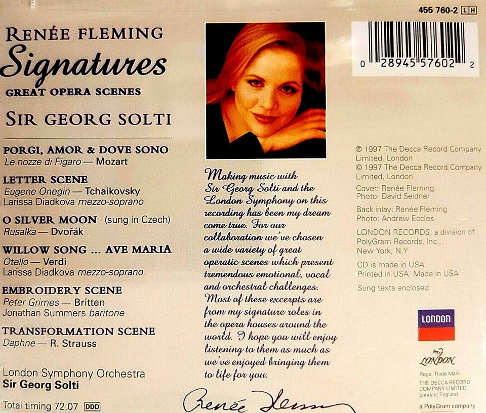 Signatures - "Great Opera Scenes" - "Renee Fleming" (CD - London Record ...