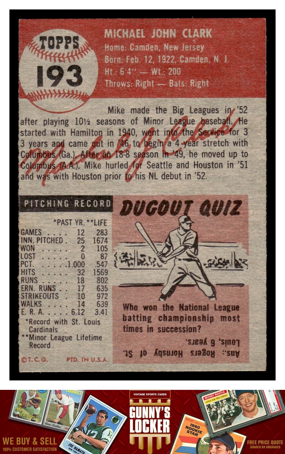 1953 Topps Mike Clark 193 St. Louis Cardinals | eBay