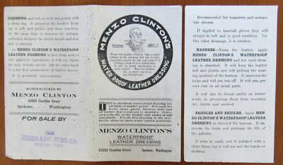 c1910 Menzo Clinton Leather Dressing Teamster Auto Dealer Ad Spokane WA ...
