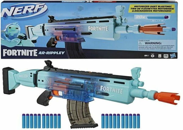 Hasbro Nerf Fortnite AR Rippley Blaster Motorized 20 Elite Darts Toy ...
