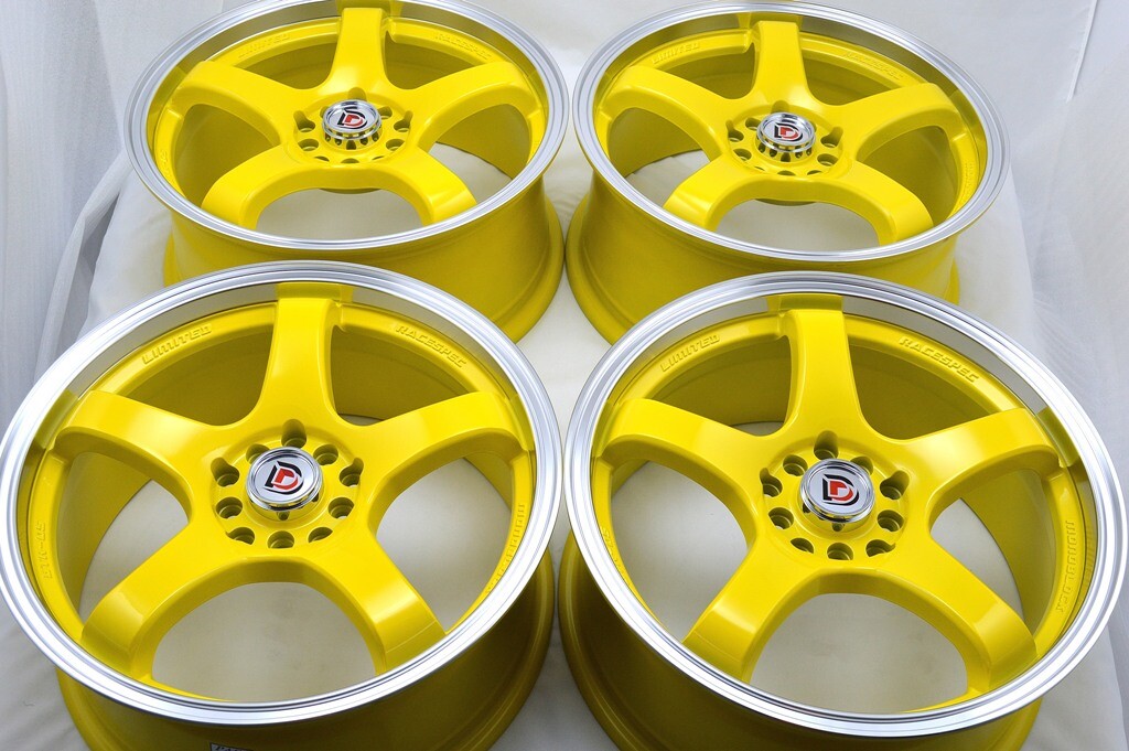 Set of 4 New 17x7.5 DDR Fuzion Yellow Machined Lip 17" Wheels Rims ...