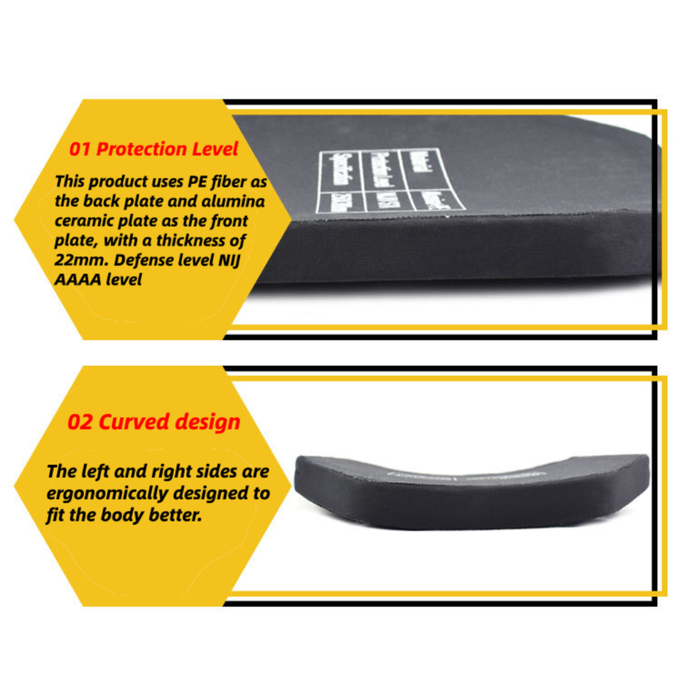 2Pcs 10x12" Tactical Body Armor Plates Bullet Proof Light Weight Level ...