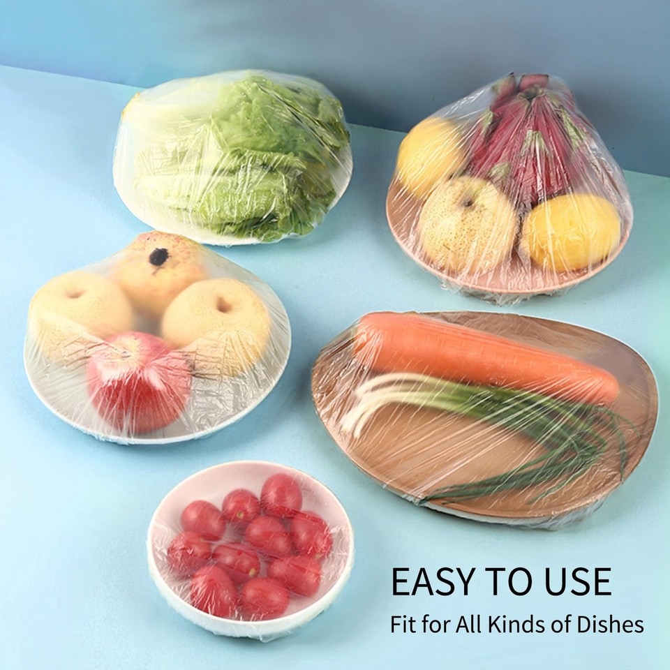 Plastic Bowl Covers Dish Cover Food Cover, 200pcs Reusable Elastic ...