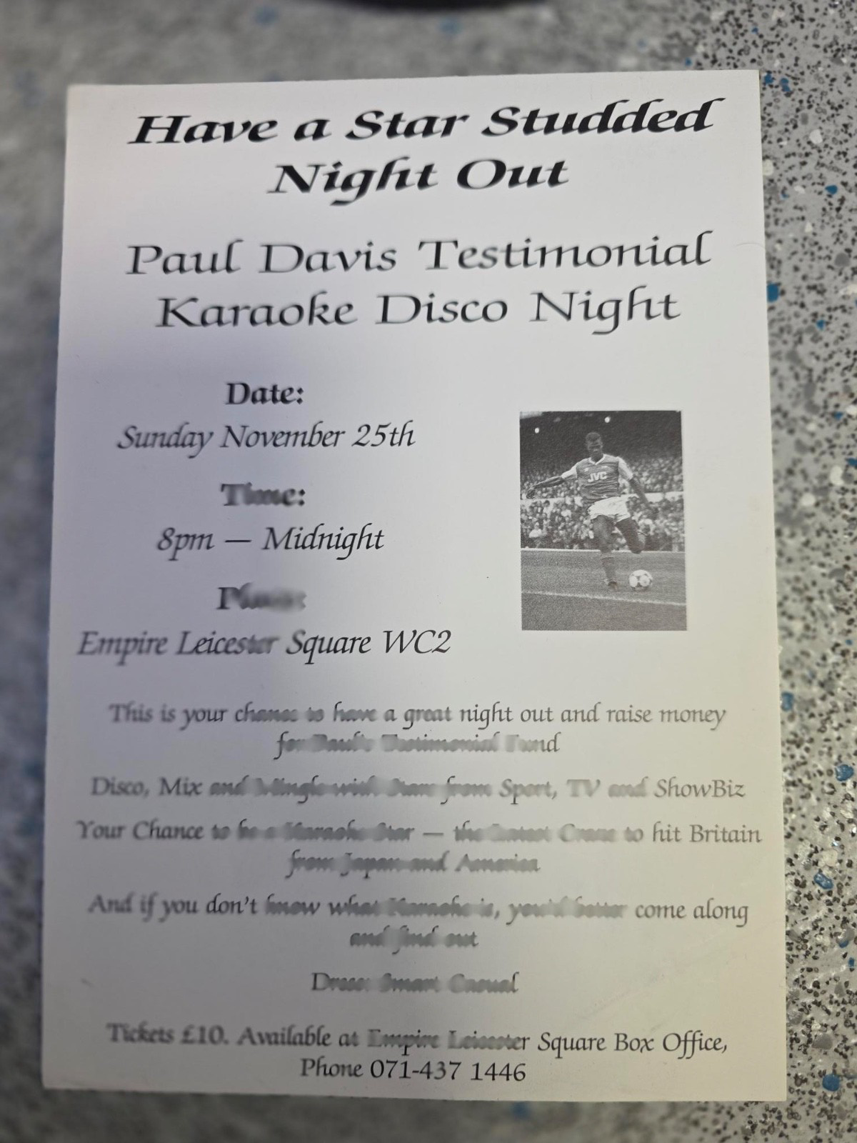 Arsenal Paul Davis Testimonial Original Leaflet flier | eBay UK