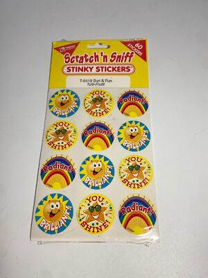 VINTAGE TREND SCRATCH 'N SNIFF STINKY STICKERS 60 SEALED 1 Design T ...