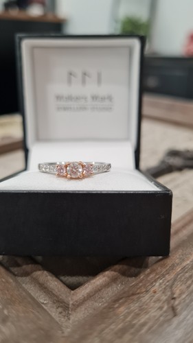 Certified Argyle 2=.11ct 7PR Pink & White Diamond 18ct Rose & White ...