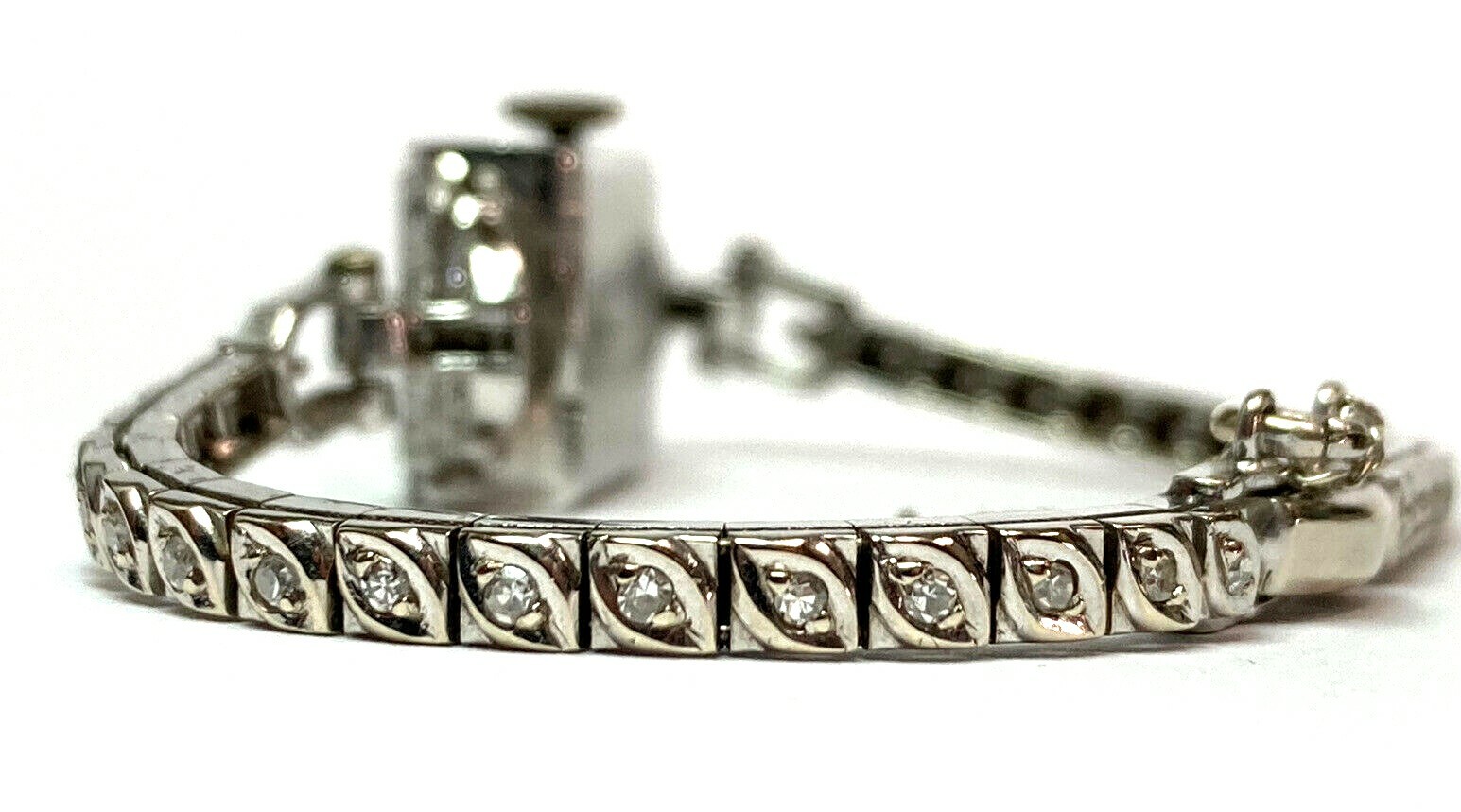 Eloga Solid 14k White Gold Art Deco Ladies Diamond Wrist Watch | eBay