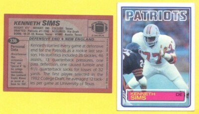1983 Topps KENNETH SIMS New England Patriots Rookie Card | eBay