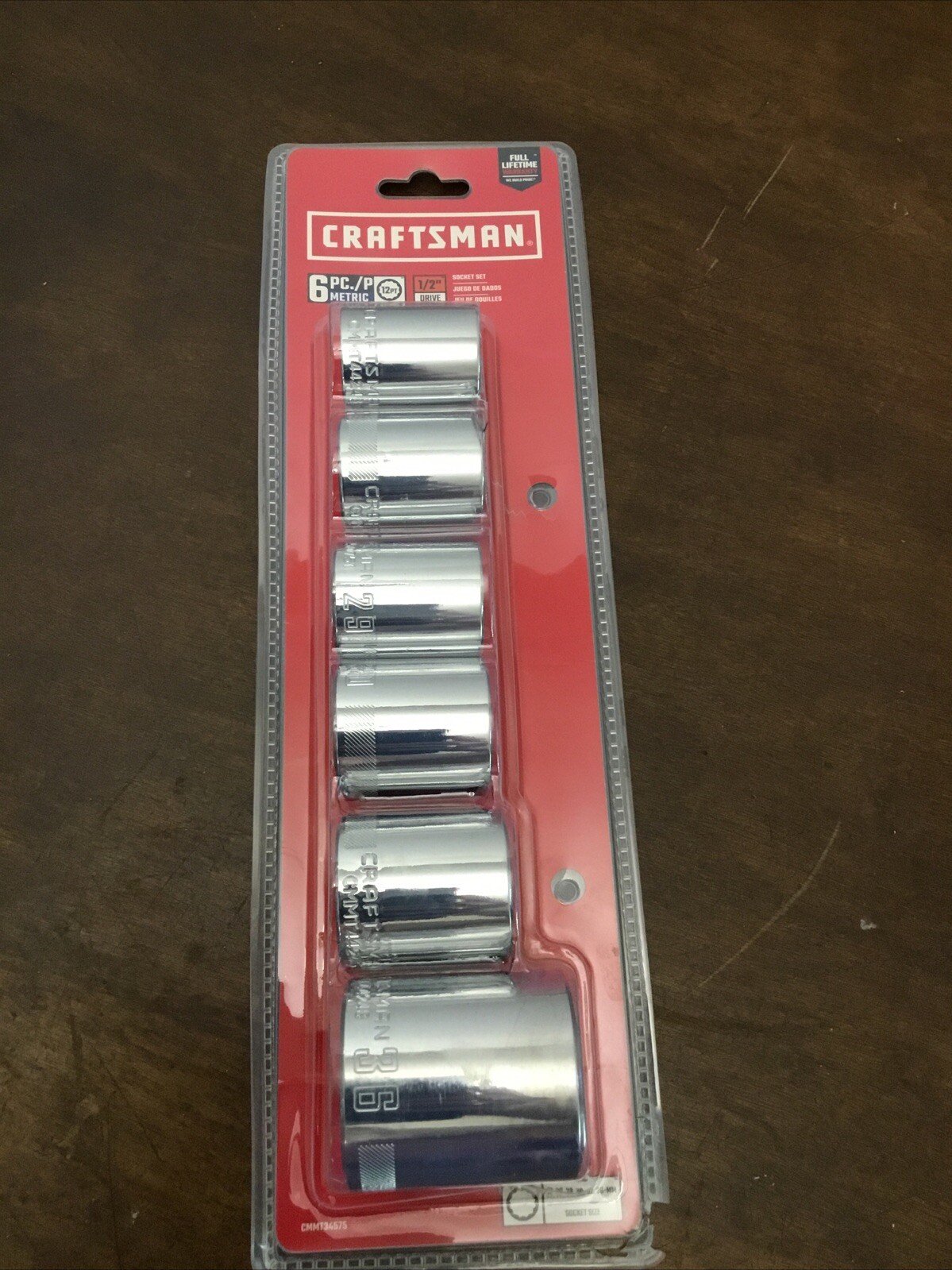 Craftsman 1/2” Drive Socket Set 27-36MM CMMT34575 6 Piece Metric 12 ...