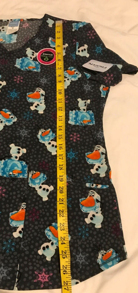 FROZEN’S OLAF BRAND NEW WOMENS SCRUB TOP SZ M ULTRA SOFT STRETCH V-NECK ...