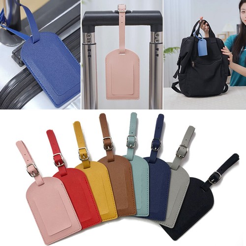 Leather PU Luggage Tags Suitcase ID Card Name Label Baggage Address Tag ...