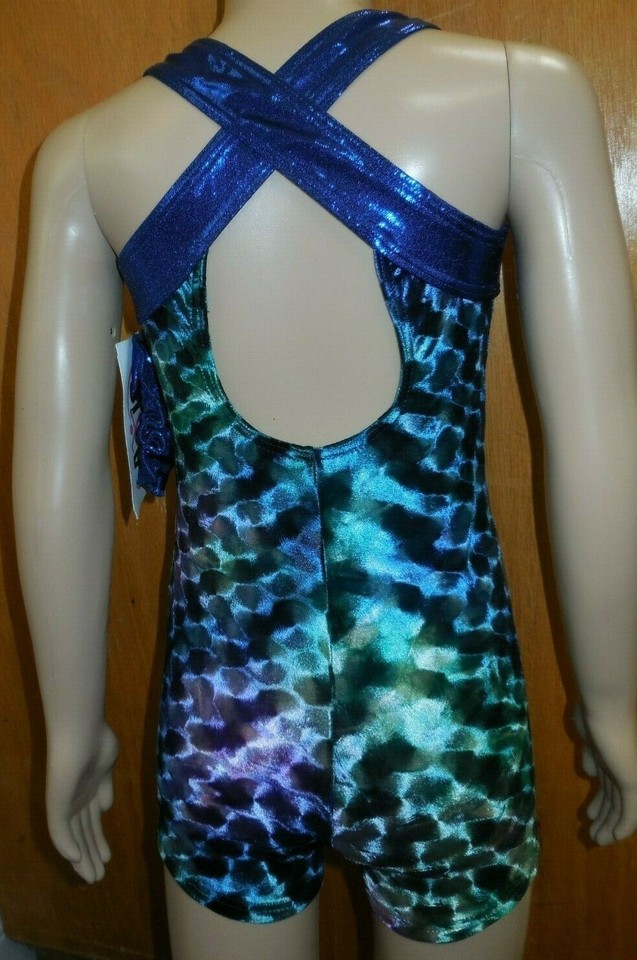Axis Gymnastic Dance Shorty Unitard Biketard Textured Velvet Girls Szs ...