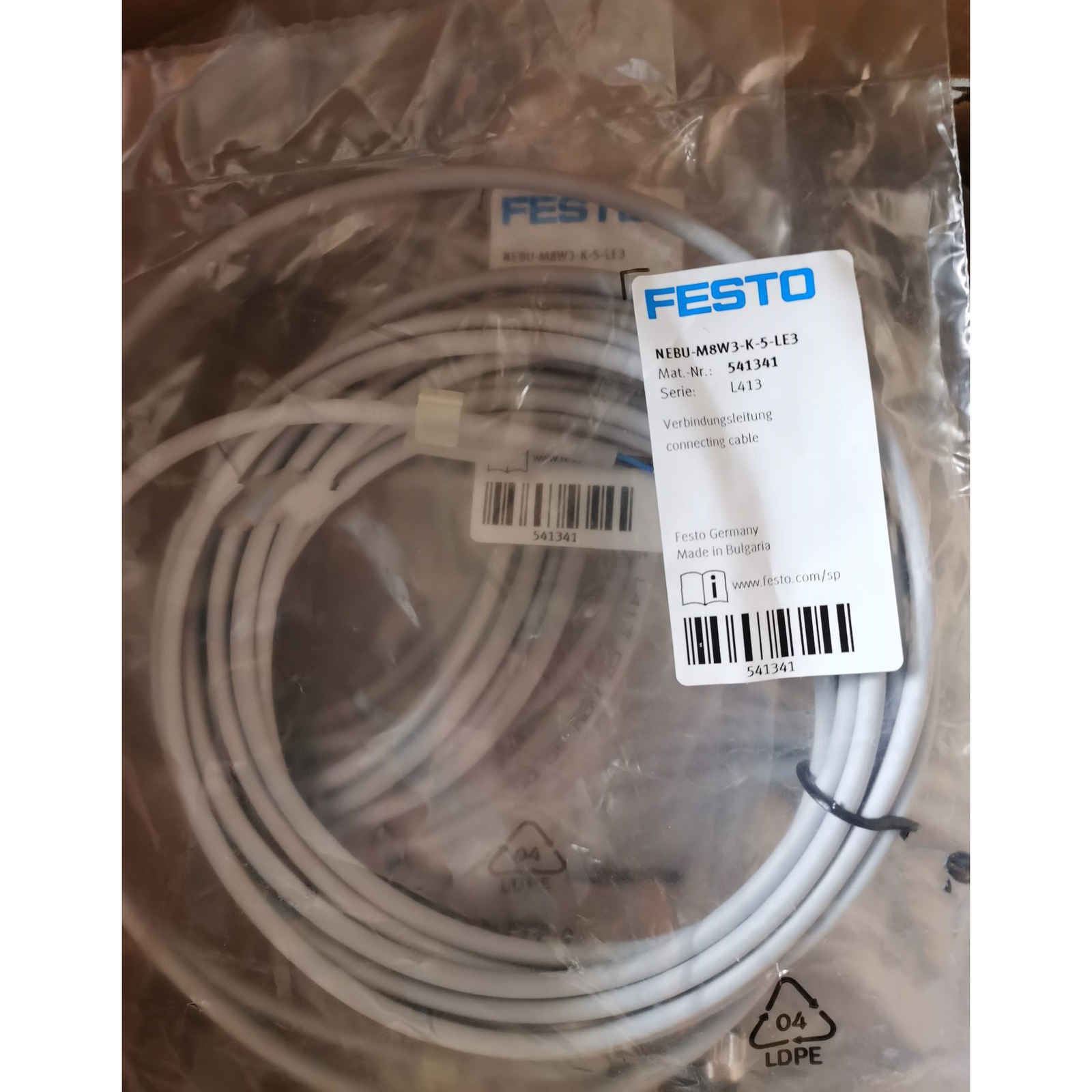 1 PCS NEW FESTO connecting cable NEBU-M8W3-K-5-LE3 541341 #YP1 | eBay