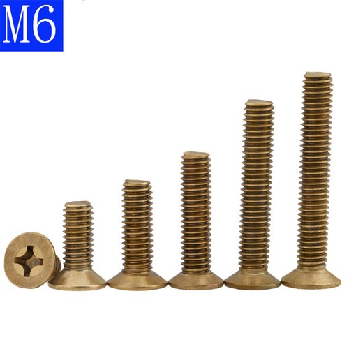 M6 x 1.0 6mm Solid Brass Phillips FLAT HEAD Machine Screw DIN 965 Bolts ISO 7046 | eBay