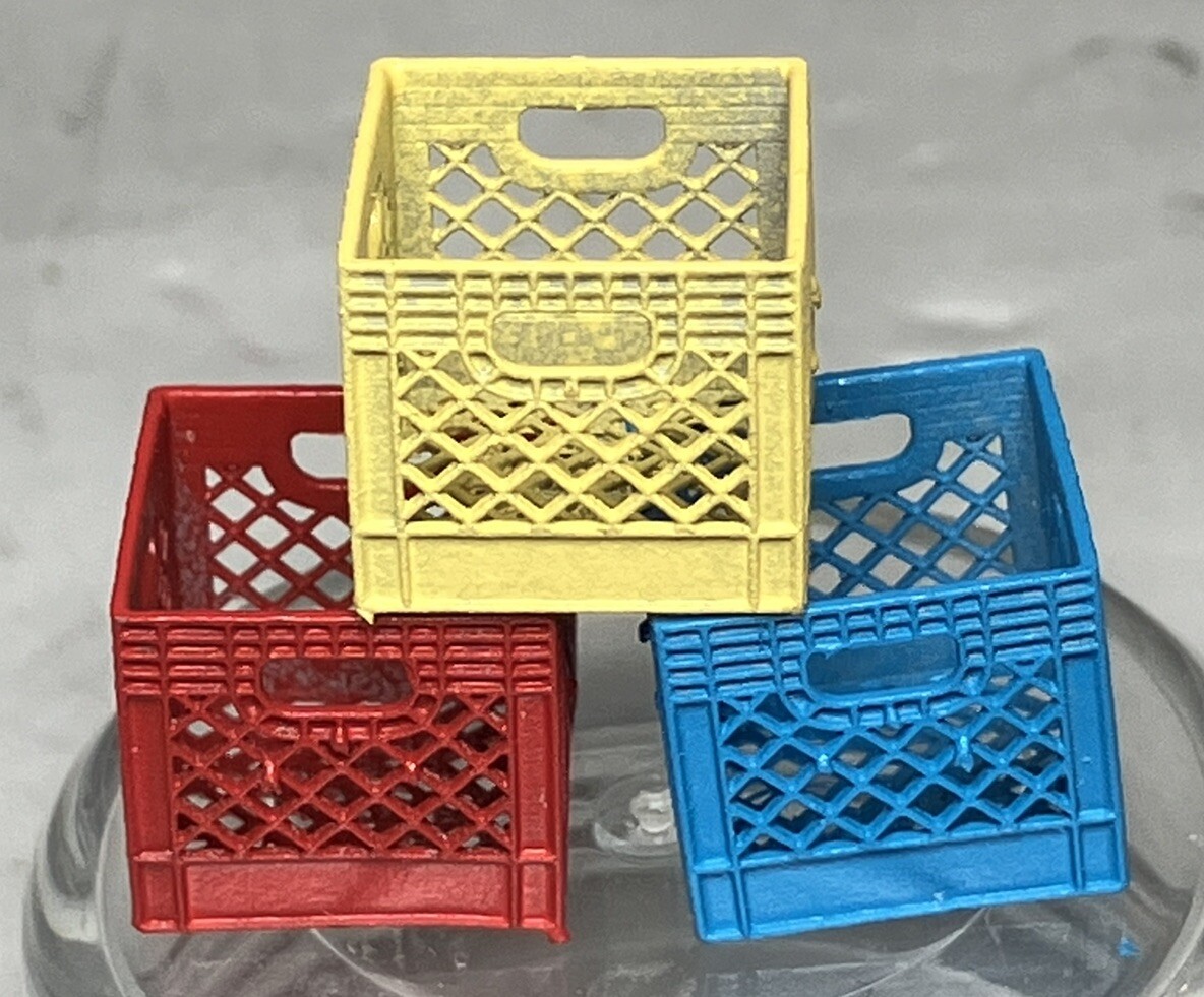 Dollhouse 3 Pc Miniature 1/2” Milk Crates Mini Red, Blue, Yellow ...