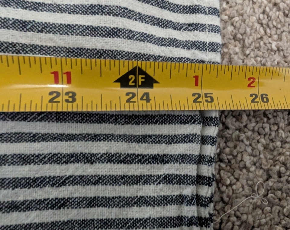 Pottery Barn sham navy blue striped button 26” Wheaton pillow cover NO ...