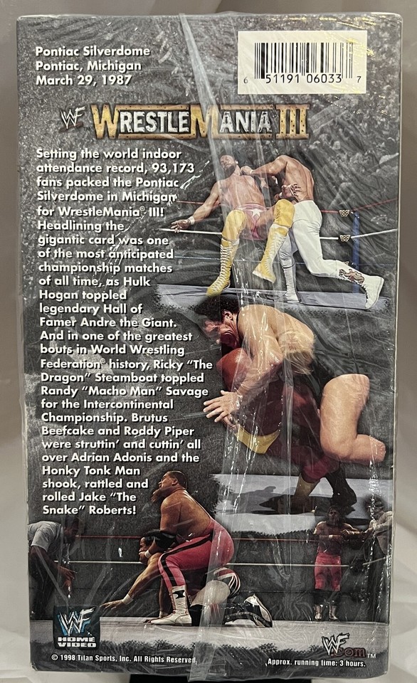 WWF: WrestleMania III [VHS Tape, 651191060337] Hulk Hogan & Andre The ...