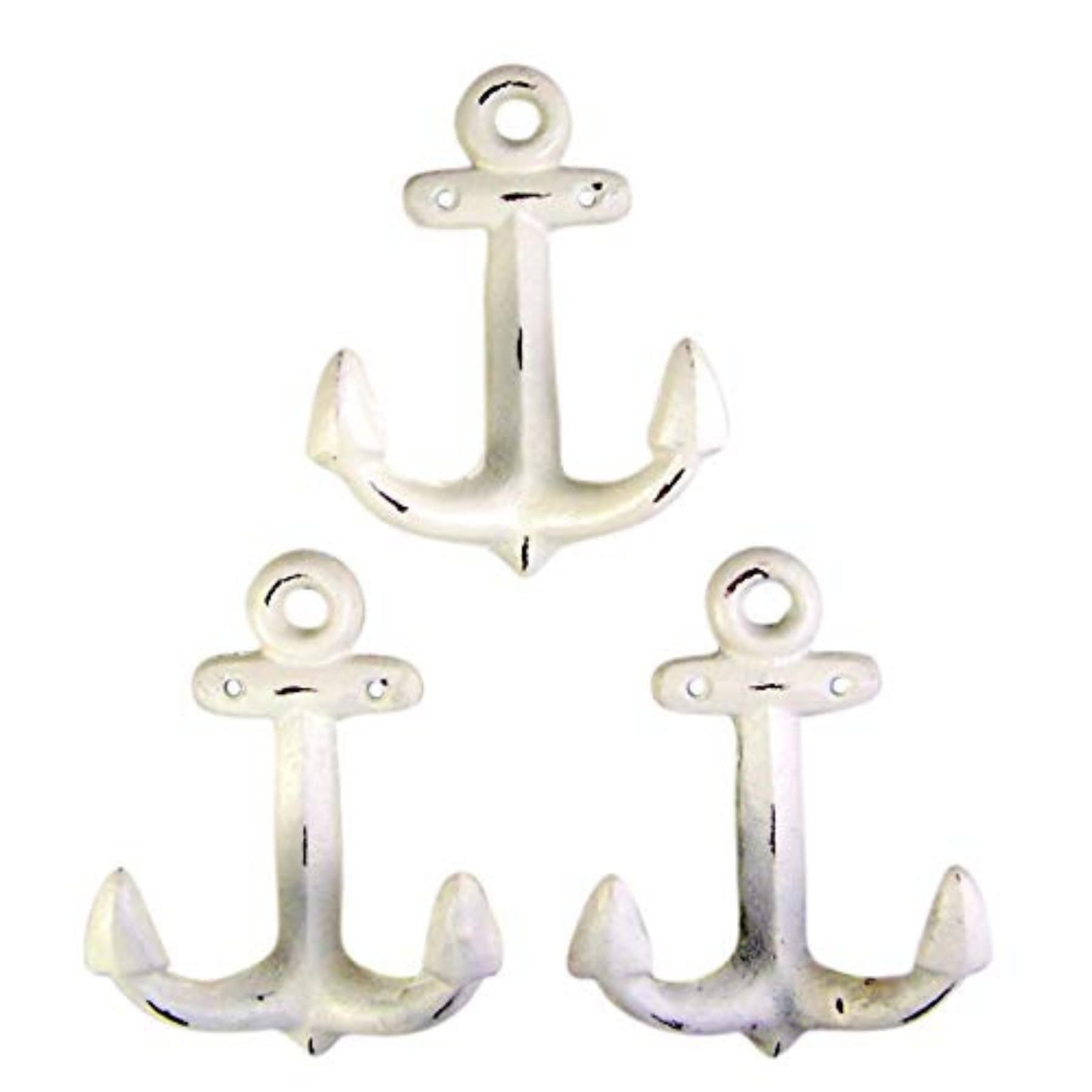 Nautical Cast Iron Ship Anchor Wall Hooks 6 Inches Set Of 3 white Home Decor 810082297331| eBay