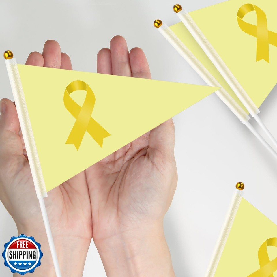 Remagr 50 Pcs Childhood Cancer Awareness Handheld Flags Mini Yellow ...
