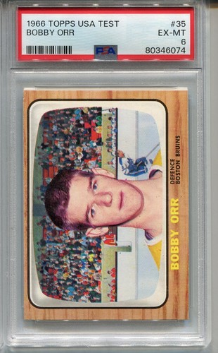 1966 Topps Test Hockey #35 Bobby Orr Bruins Rookie Card RC Graded PSA 6 ...