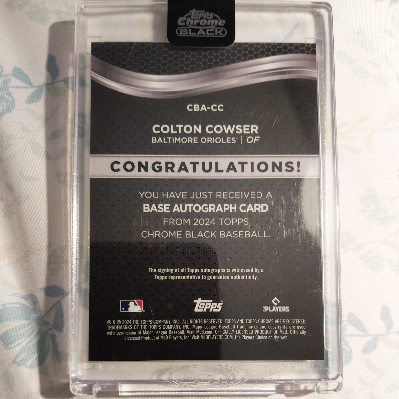 2024 Topps Chrome Black Colton Cowser Rookie Encased Auto Baltimore ...