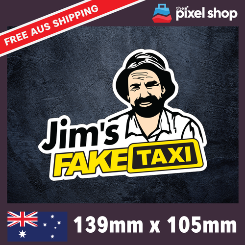 Jim's Fake Taxi Sticker- Decal Safety Funny Joke Boat 4x4 tradie tiktok ...