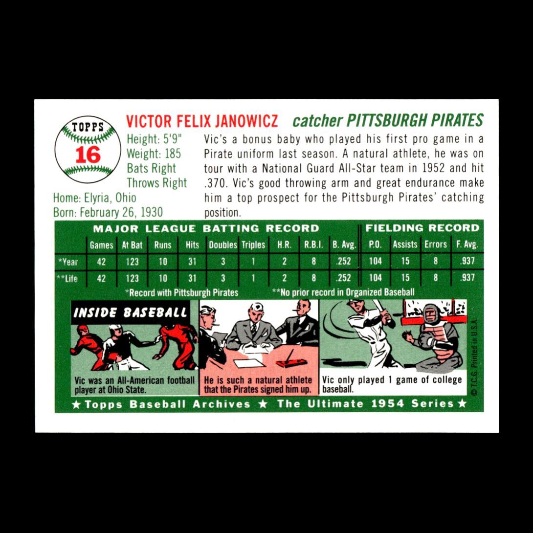 Vic Janowicz 1994 Topps Archives 1954 Pittsburgh Pirates #16 NM+ 1 | eBay