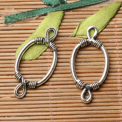 Tibetan silver plated oval shape 2 holes connectors 20pcs EF3576 | eBay