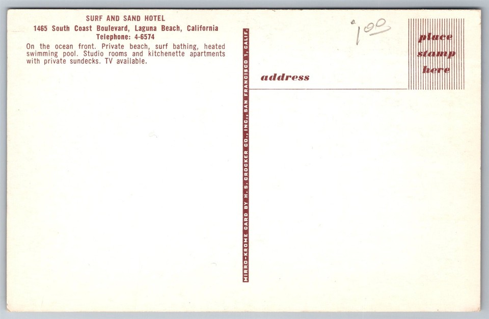 Postcard Surf and Sand Hotel, Laguna Beach, California S120 | eBay