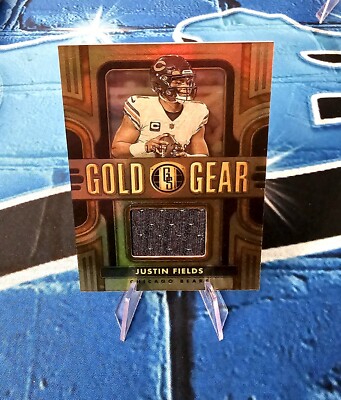 2023 Panini Gold Standard Justin Fields Gold Gear Patch 198/299 🐻⬇️🟠🔥 ...