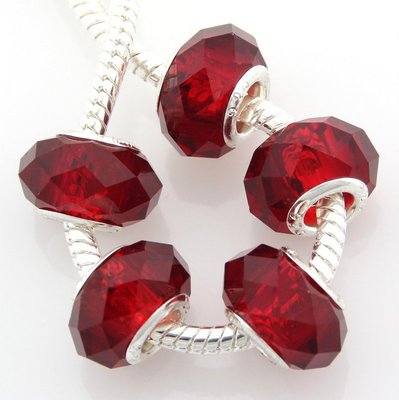 100pcs Red Crystal Glass Beads Fit European Charm Bracelet Z08 | eBay