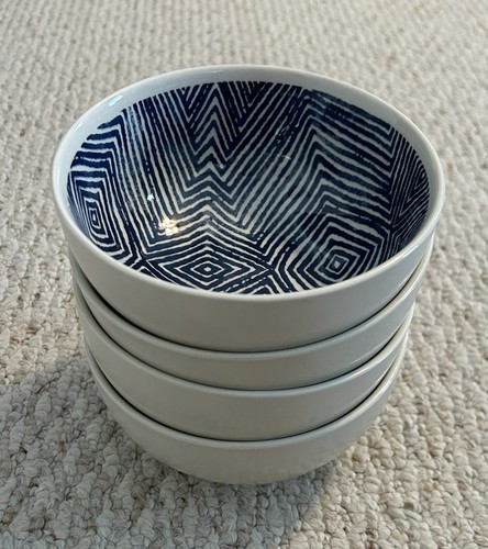 Baum Dalton Blue 6” Coupe Cereal Bowls 4 pc Set | eBay