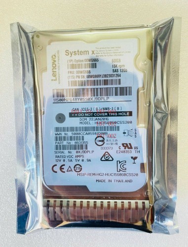 00WG666 00WG665 00WG669 LENOVO 600GB 15K RPM 12Gbps 2.5" G3HS SAS HDD ...