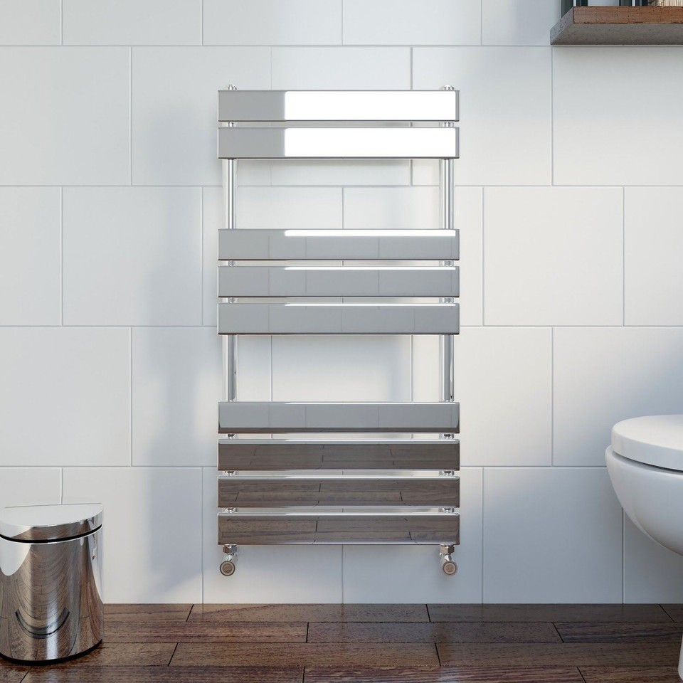 Designer Flat Panel Heated Bathroom Towel Rail Radiator Chrome White ...