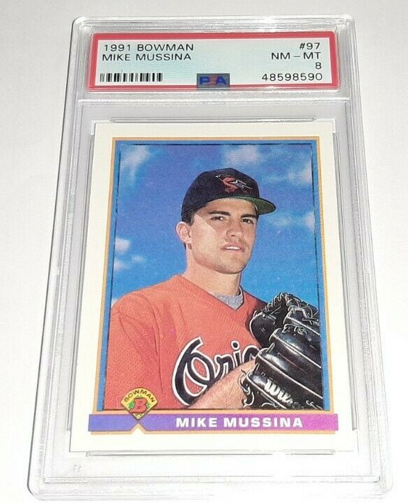 1991 Bowman #97 Mike Mussina RC Rookie Card PSA 8 Nm - Mint HOF Orioles ...