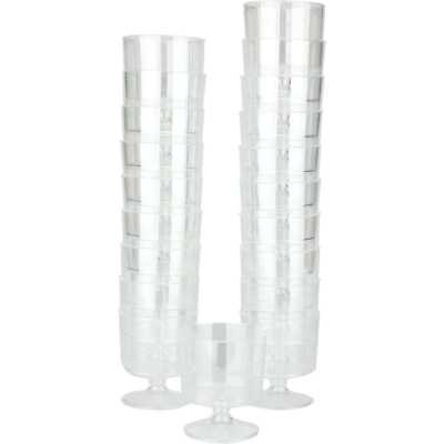 Clear Plastic Reusable Wine Tasting Samples Glasses 60ml 20 Pk Dessert ...