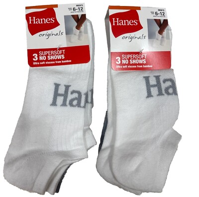 Hanes Original 3 Super Soft No Show Multi-Color Socks Pack Of 2 | eBay