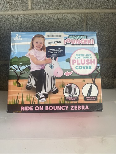Waddle Bouncer Zebra Soft Plush Ride On Inflatable with Hand Pump NEW ...