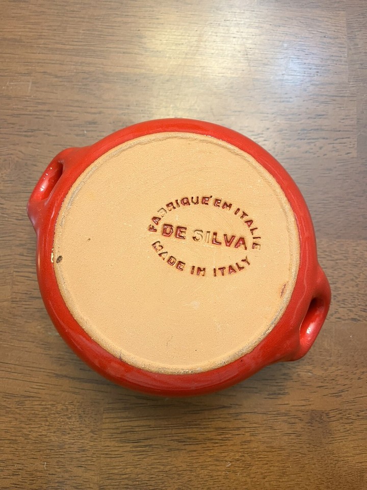 DE SILVA Red & Orange Rustic TERRACOTTA SOUP BOWL Made In ITALY NICE ...