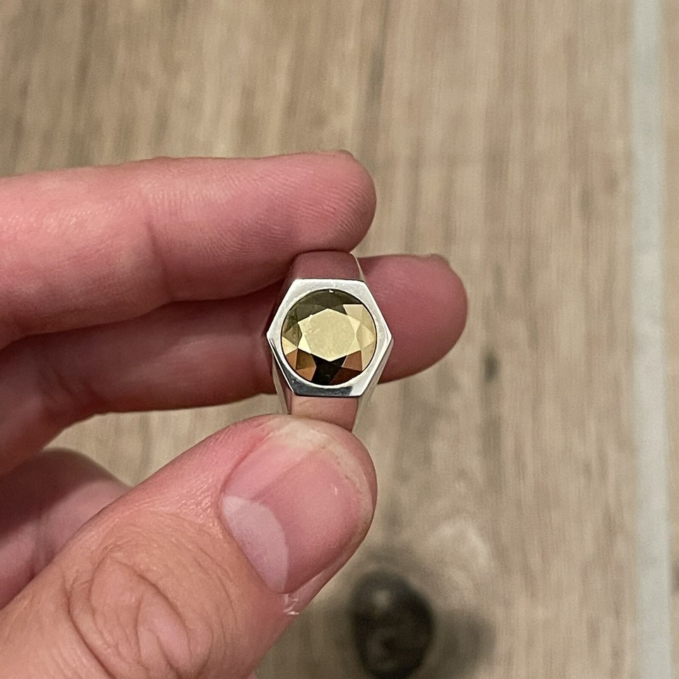 Tiffany & Co Elsa Peretti Esagono Silver & 18k Gold Faceted Womens Ring ...